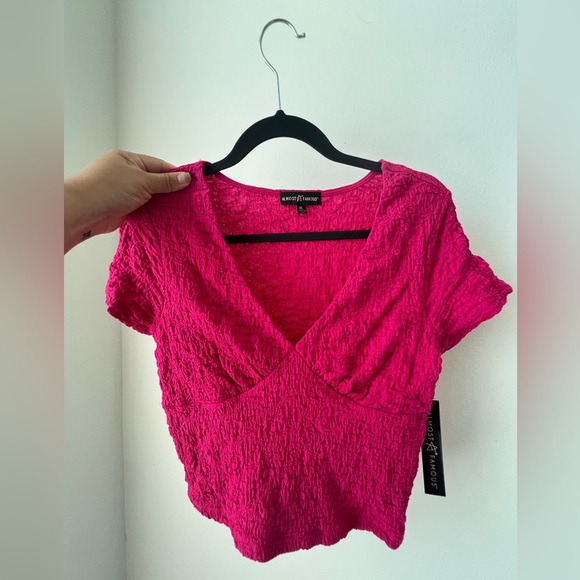 Almost Famous | Tops | Fuchsia Textured Crop Top | Poshmark
